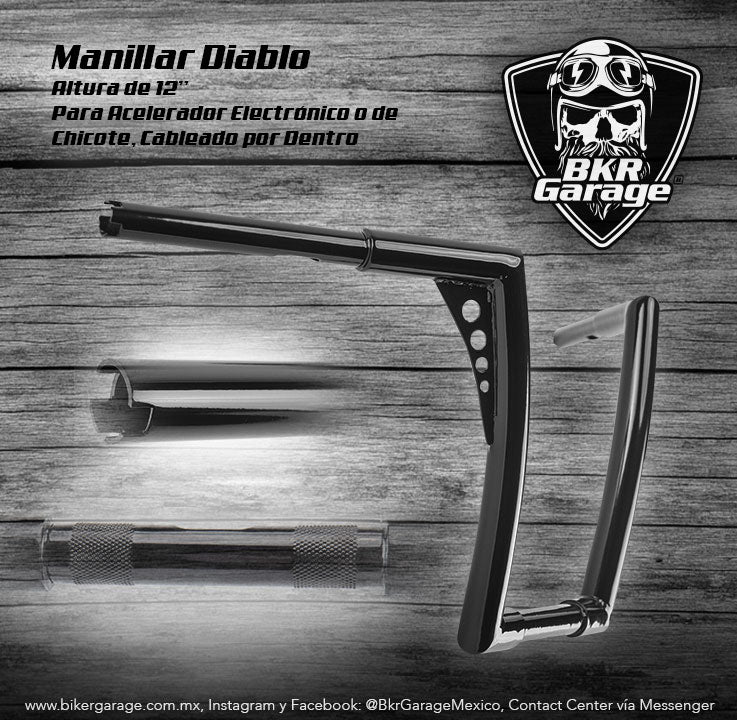 Manillar Color Negro Modelo Diablo con 12'' de Alto – Biker Garage